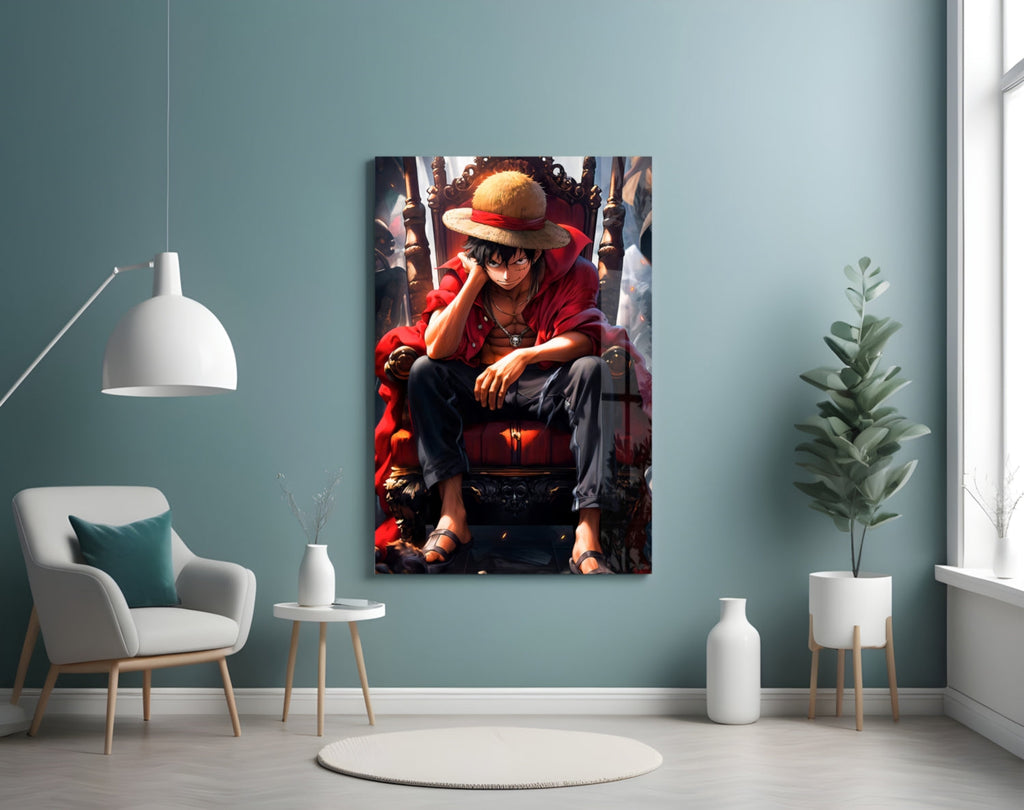 Luffy on the throne Glass Wall Art || Designer Collection – Insigneart EU