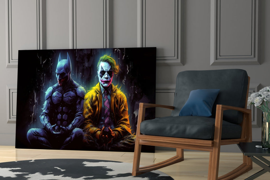 Batman and Joker Making Peace Glass Wall Art || Designer's Collection ...